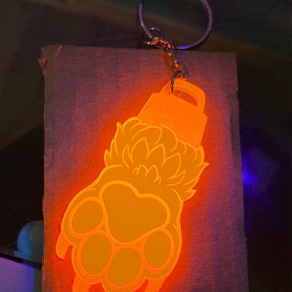 Mini Glow Paw Keychain / UV Glowing Furry Fandom Paws - Etsy