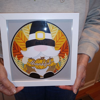 Thanksgiving Gnome 3D Shadow Box SVG/ Thankful Shadow Box/ Thanksgiving ...