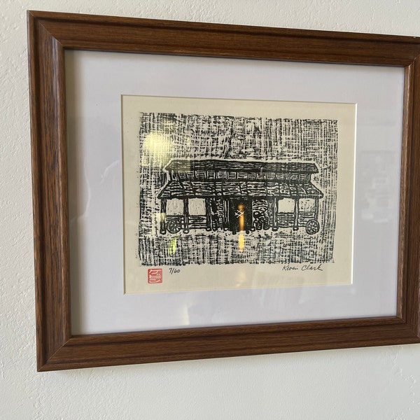 Japanese Traditional House Gasho Hand Carved Woodblock Print Woodcut ...
