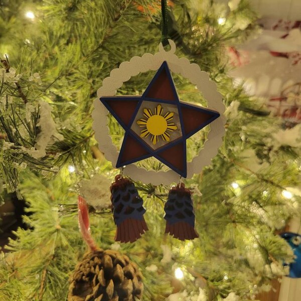 Filipino Parol Wood Ornament - White, Red & Blue - 2022 - Etsy