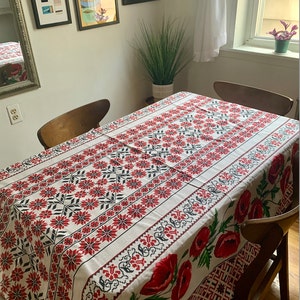 Linen Tablecloth Ukrainian Traditional Embroidery Print - Etsy