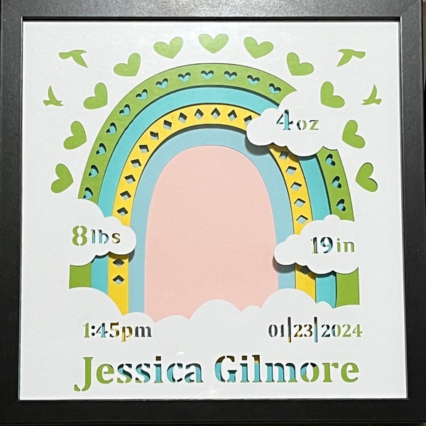 3D Baby Stats Shadow Box for Kids, Baby Birth Shadow Box, Custom Name ...