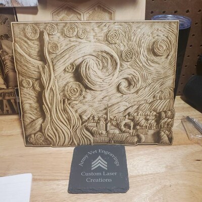 Digital Design File Van Gogh Starry Night Glowforge Laser Ready Engrave ...