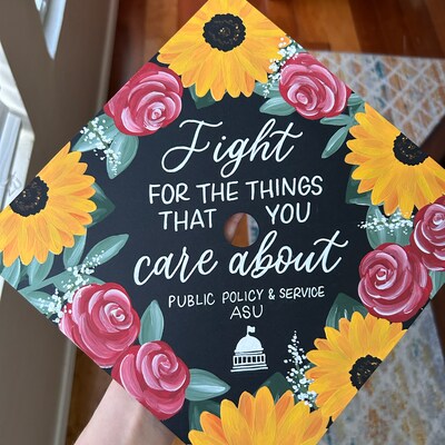 Printed Graduation Cap Topper / Floral Custom Grad Cap Topper / Flowers ...