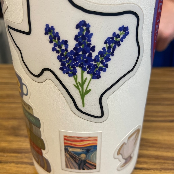 Clear Texas Bluebonnet Sticker, Floral Sticker, Laptop Sticker, Water ...