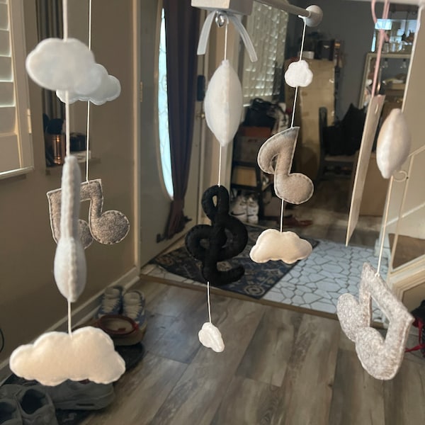 Music Note Mobile: Modern Nursery Musical Note Decor in Girl Room ...