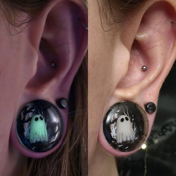Glow in the Dark Ghost Plugs – Spooky Halloween Jewelry - Etsy