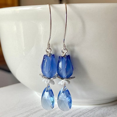 Set of 4 Cobalt Blue Roses Handmade Artisan Sculptural - Etsy