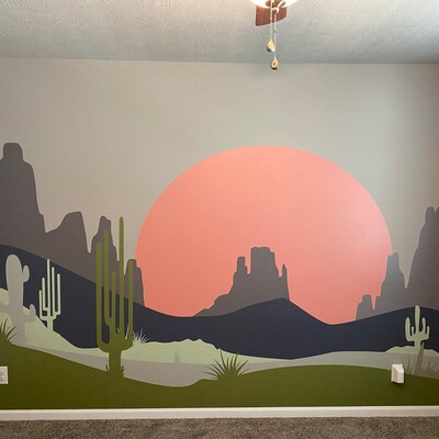 Desert Wall Decal / Southwest Wall Mural / Mountain Wall Mural ...