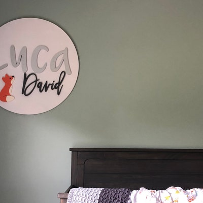 30 Round Fox Custom Name Wood Sign Wood Cut Out Name Cut Out Nursery ...