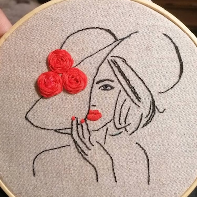 Lady With Roses PDF Pattern / Female Embroidery / Beginner Embroidery ...