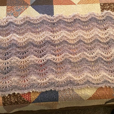 Autumn Moon Wrap Crochet PDF PATTERN Blanket Scarf, Feather & Fan ...