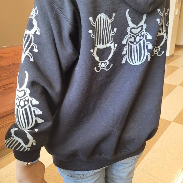 Beetles Buds Hand Printed Full Zip Hoodie Jacket - Etsy
