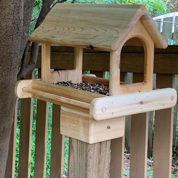 Very Large Post Mount Bird Feeder Cedar Wood TBNUP 1 - Etsy