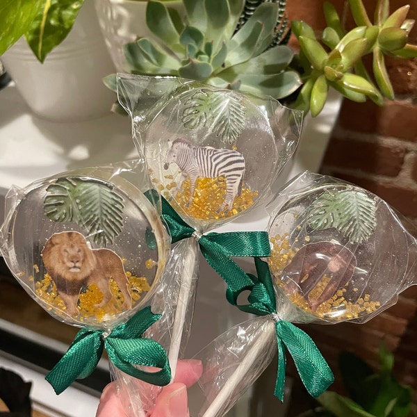 Safari Animal Lollipops Party Favors, Jungle Animal Suckers, Zoo Animal ...