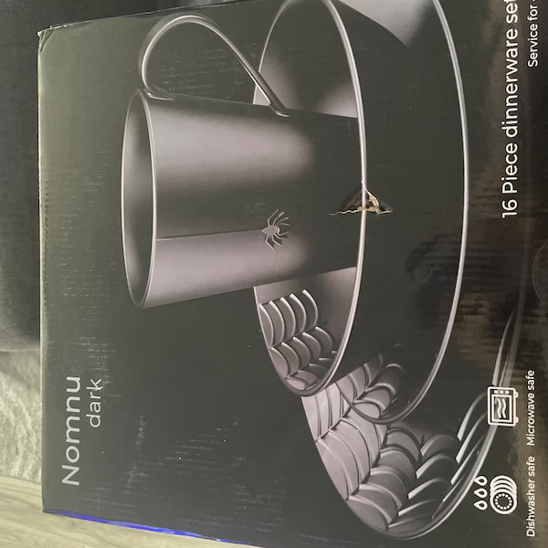 Spiderweb-embossed Gothic Dinnerware Set 16 Pieces Including Dinner and ...