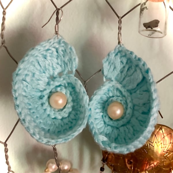 Crochet PATTERN Sea Shell Earrings, Summer, Beach Wedding, Ocean Theme ...
