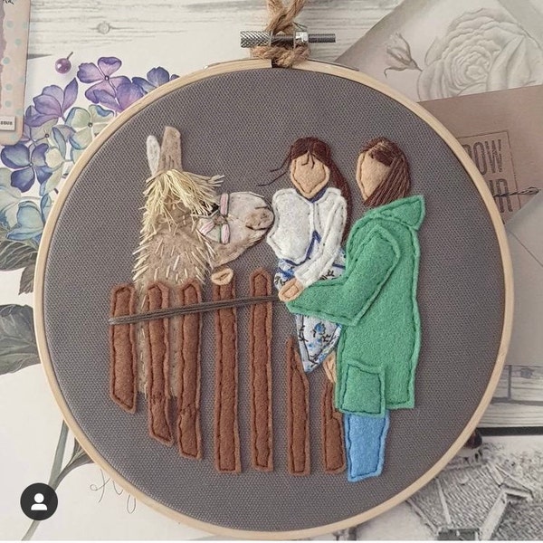 Custom Handmade, Personalised Embroidery, Embroidered Family Portrait ...