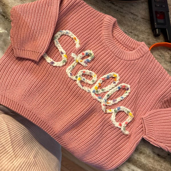 Custom Baby Name Sweater,knit Name Baby Sweater,hand Embroidered Name ...