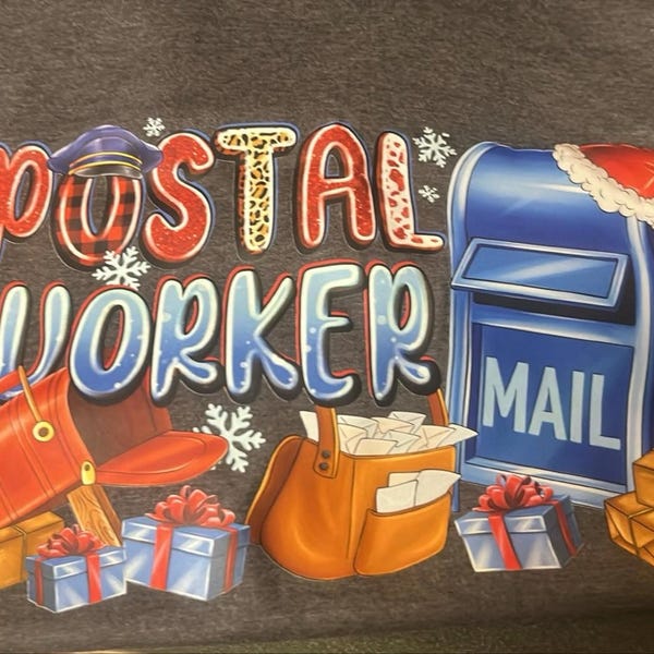 Merry Christmas Postal Worker Design - Holiday Heat Transfer for Gifts ...