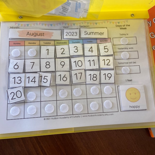 Perpetual Calendar Printable, Morning Basket, Morning Binder, Preschool ...