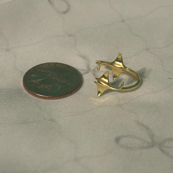 Gold Manta Ray Ring - 925 Sterling Silver With 18k Gold Overlay, Twin ...