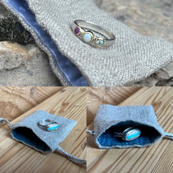 Minimalist Gift Linen Cotton Jewelry Dust Bag Drawstring Pouch Small ...