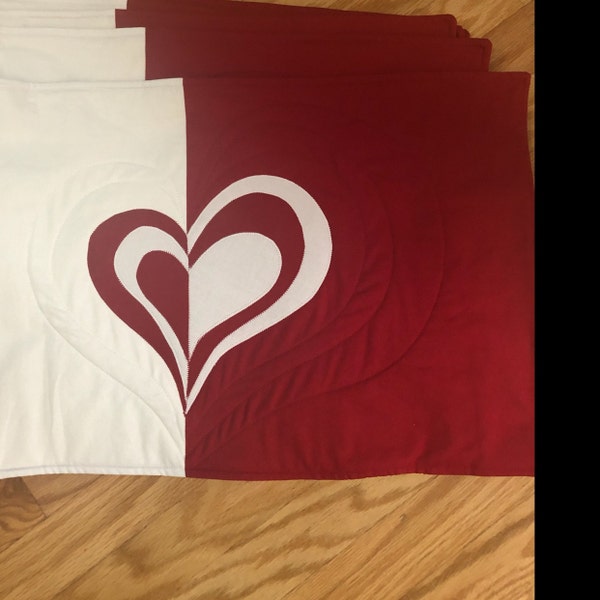 Happy Valentines Quilted Heart Placemats Choose How Many You Need - Etsy