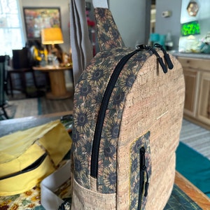 Portuguese Cork Fabric Sheet, Cute Blue Lion Leafs Pattern on Rustic ...