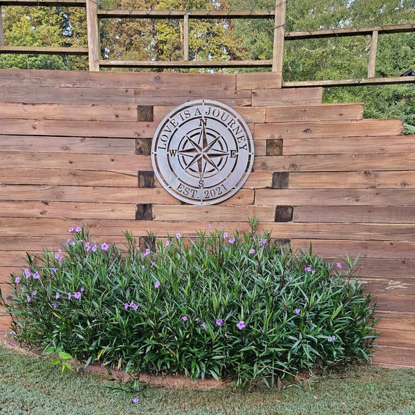 Personalized Compass Rose Metal Sign - Personalized Wedding Gift ...