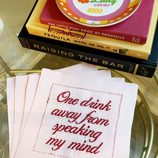 Custom Embroidered Linen Cocktail Napkins, Your Text or Ours, Multiple ...