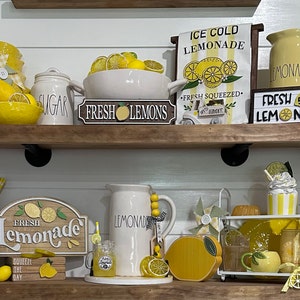 Blue Lemon Tiered Tray Signs, Lemons Tiered Tray Decor, Spring Tiered ...