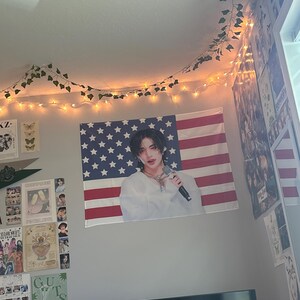 BTS Suga Long Hair Photo Flag Banner, Agust D Suga American Flag ...