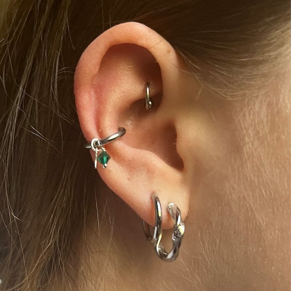 Moon Helix Hoop Earring, Helix Earring, Helix Piercing Gold Hoop, Helix ...