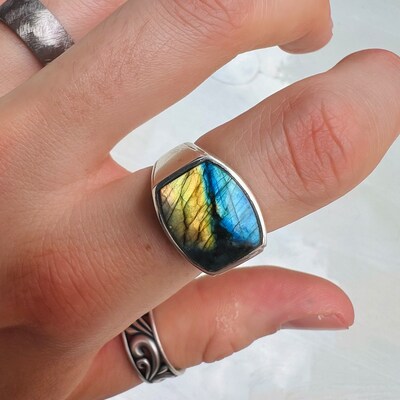Blue John Ring Handmade Silver Ring Set With an Oval Blue John Stone - Etsy