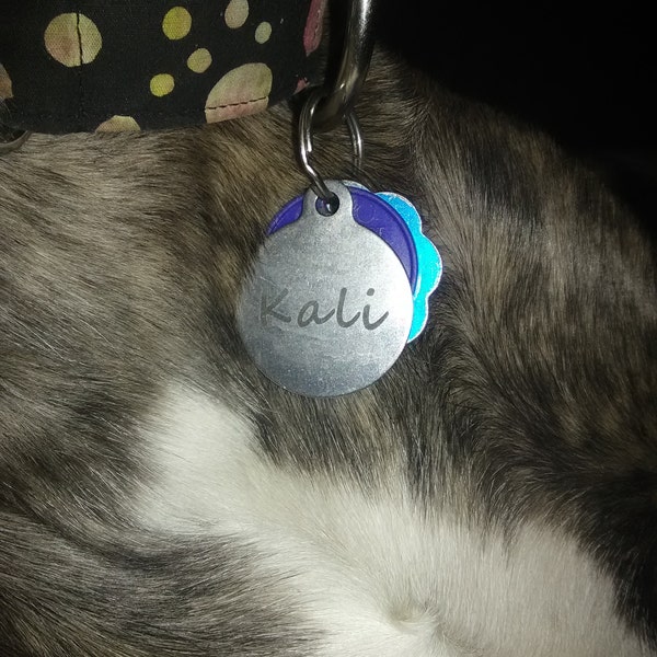Custom Pet ID Tag: Laser Etched Stainless Steel, Paw Print, Bone, Round ...