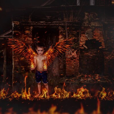 Fire Digital Angel Wings Overlay, Photoshop Overlays, Halloween Overlay ...
