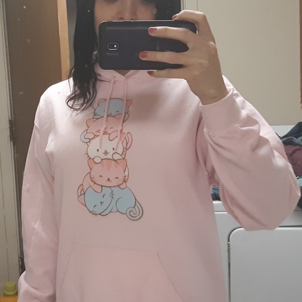Transgender Pride Flag Kawaii Cat Hoodie / LGBTQ Subtle Pride Cute ...