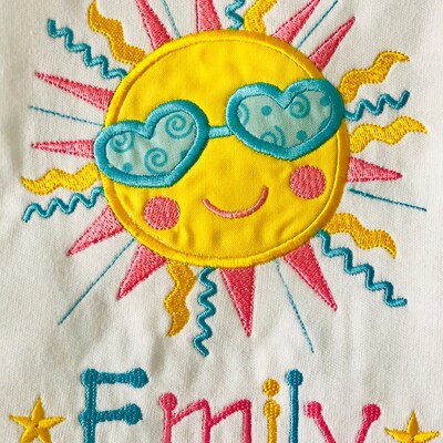 Summer Sun, Applique Design, Machine Embroidery Design, Smiling Sun ...