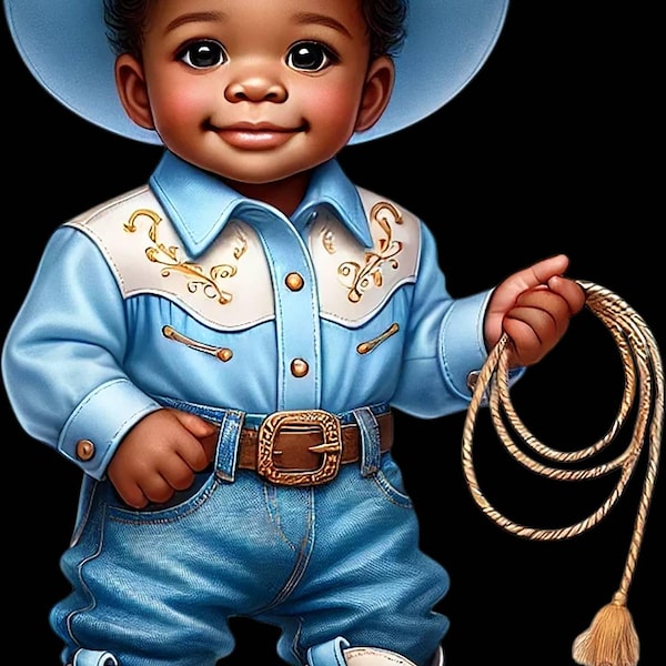 Afro Baby Cowboy Clipart: Western Baby Shower (digital Download) - Etsy