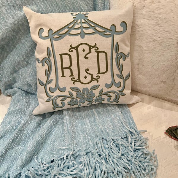 FRENCH COUNTRY MONOGRAM Pillow Cover, French Cottage Personalized ...