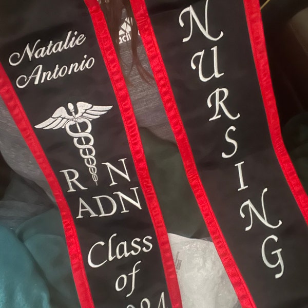 RN-ADN NURSING Personalized Embroidered Graduation Stole - Etsy