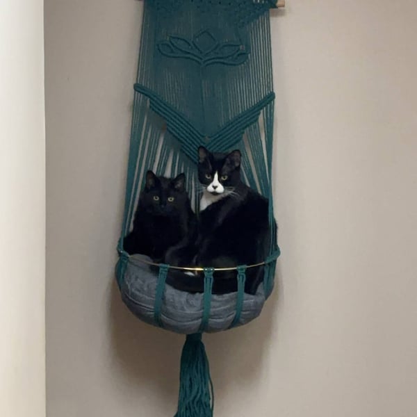 2 Tier Wall Mounted Cat Wall Shelf Macrame Cat Wall Bed Cat Wall ...