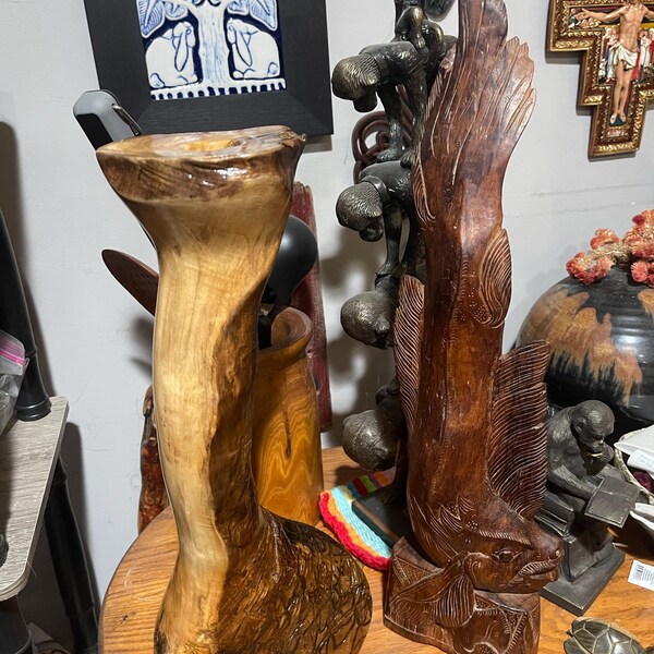 Hand Turned Wood Candelabra Set From Three Different Species of Wood ...