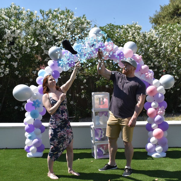 36in Black Gender Reveal Balloon Filled With Designer Pink or Blue ...
