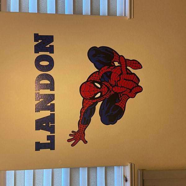 Custom Spiderman Name Wall Decal Superhero Wall Decor for Kids Bedroom ...