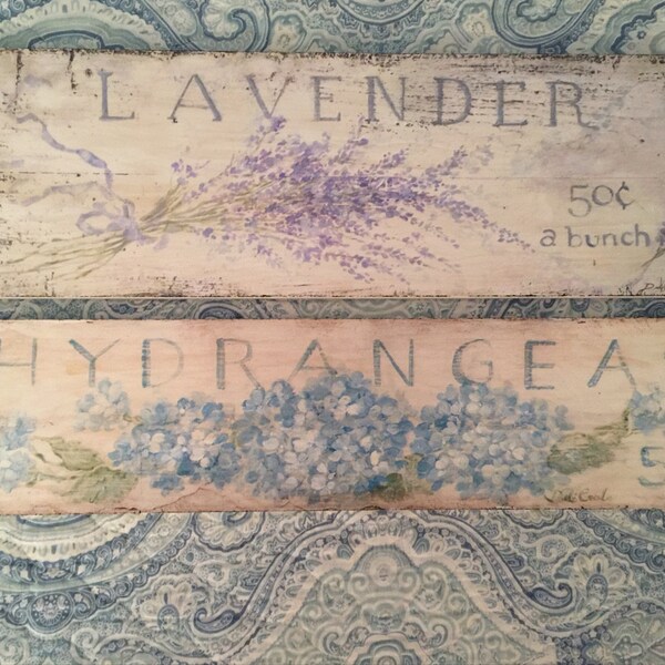 Lavender Flower Wood Sign: French Country Cottage Wall Décor by Debi ...