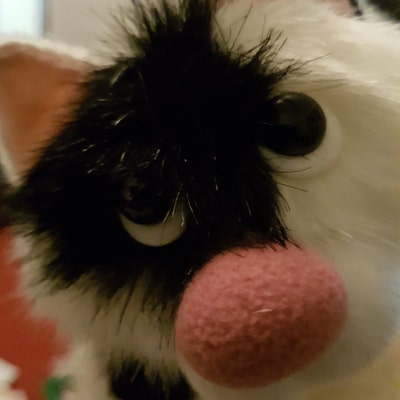 White Black Cat Hand Puppet for Home Theater. Puppet Glove Funny Cat ...