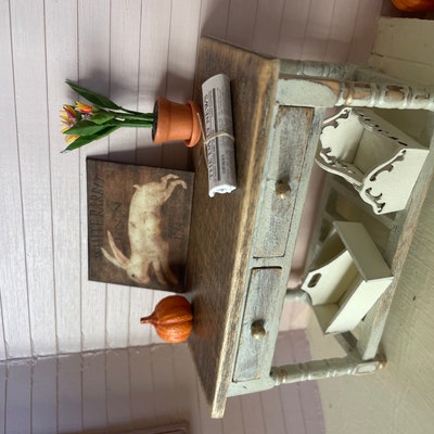 Miniature Vintage Primitive Design Sign White Rabbit Inn 1/24, 1/12 or ...