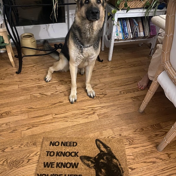 The German Shepherds Door Mat, We Know You ARE Here Shepherd Dogs Door ...